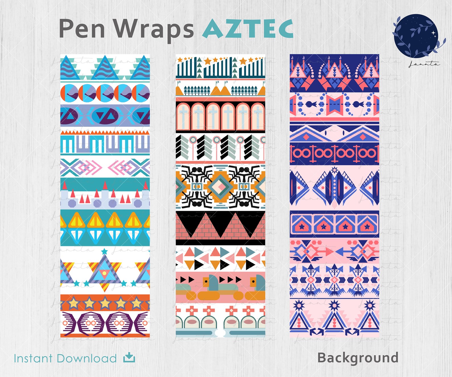 Aztec Pen Wraps PNG | Waterslide & Vinyl, File Set (digital Download ...