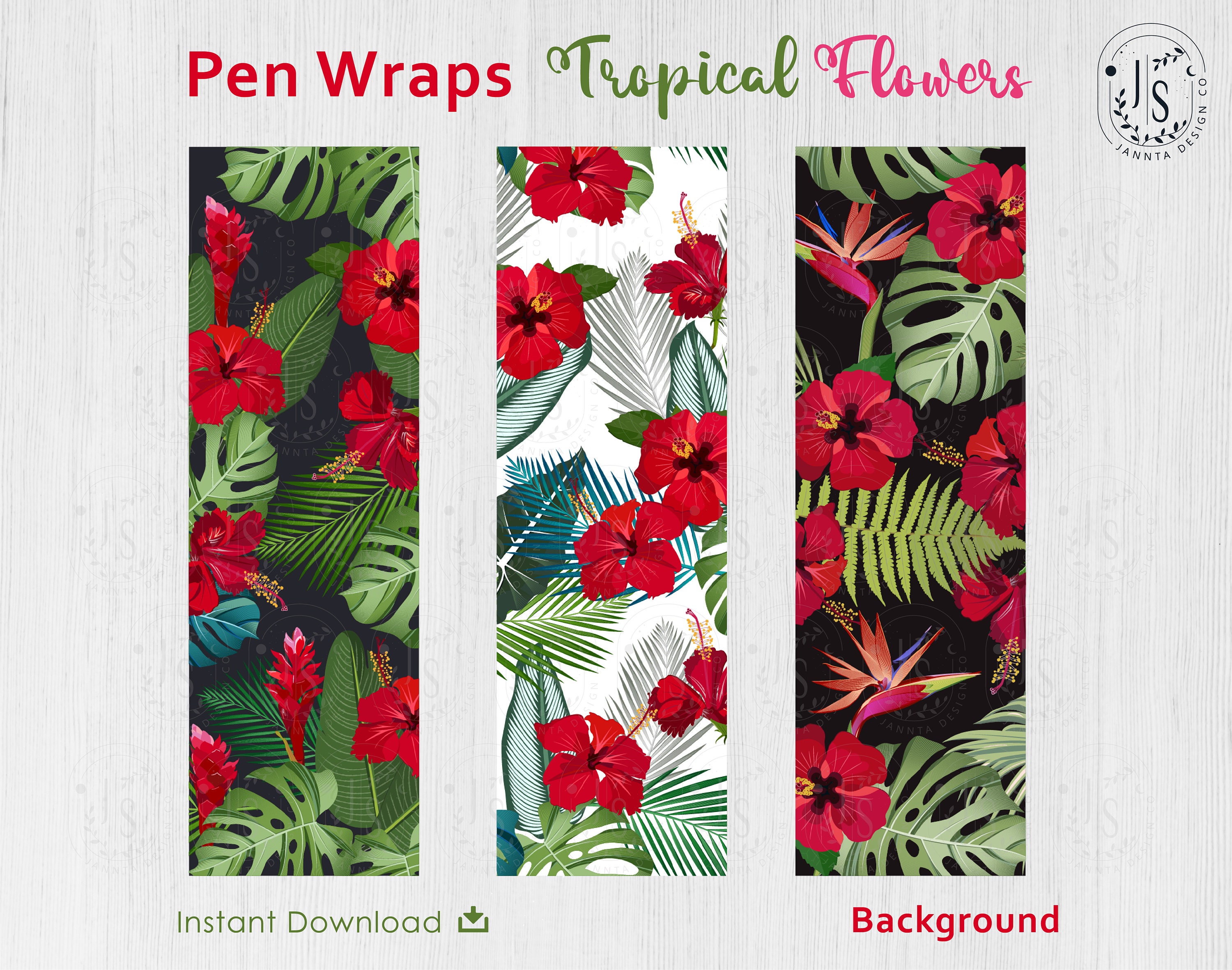 Hibiscus Flower Pen Wrap PNG | Tropical Flower Pen Wraps Png | Floral ...