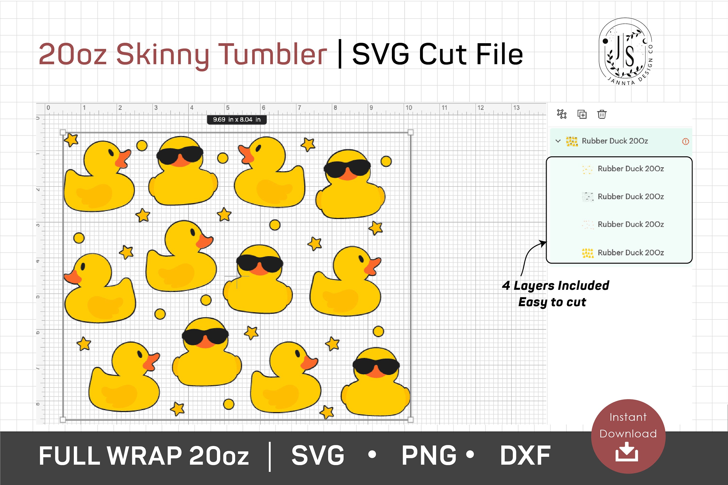 Rubber Duck SVG 20 Oz Skinny Tumbler Happy Duckie Full Wrap - Etsy