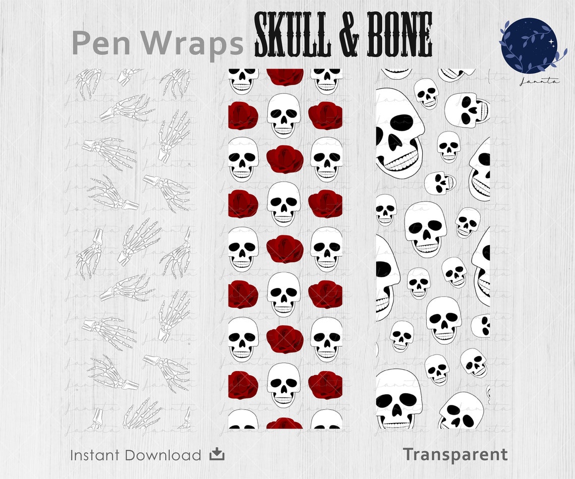 Skull Pen Wrap PNG Sugar Skulls Wraps Png Bones Hand Wrap | Etsy