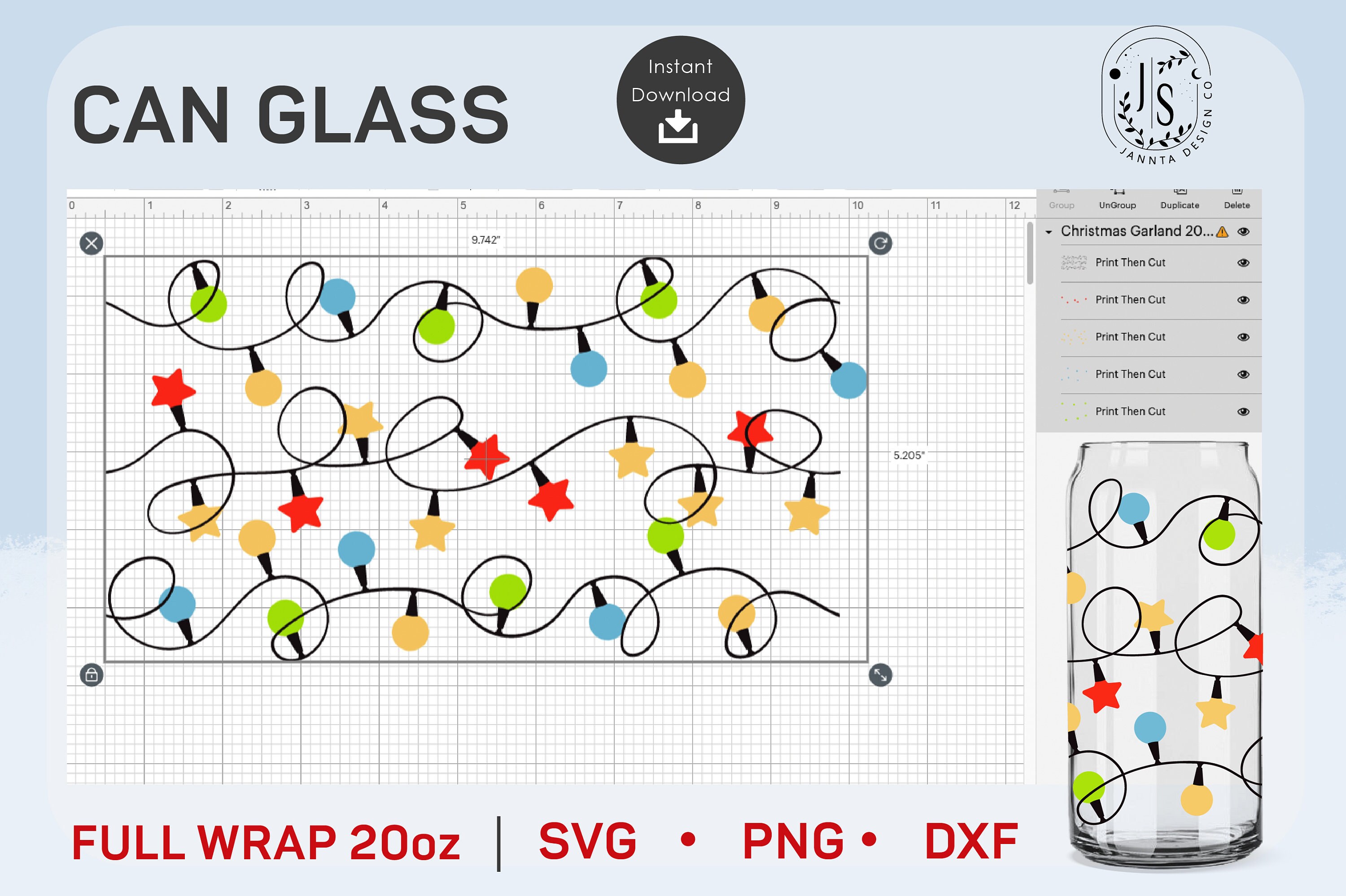 String Lights Svg 20oz Can Glass Christmas Svg Christmas - Etsy
