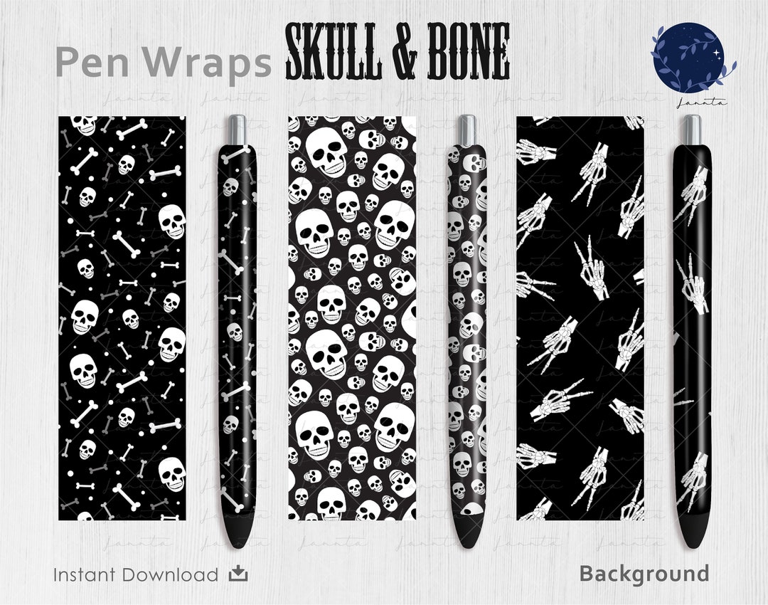 Skull Pen Wrap PNG | Skulls Wraps Png | Bones Hand Wrap File Set ...