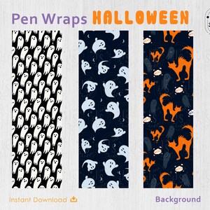 Halloween Pen Wrap PNG Ghost and Spooky Cat Wraps Png Ghost Wrap File ...