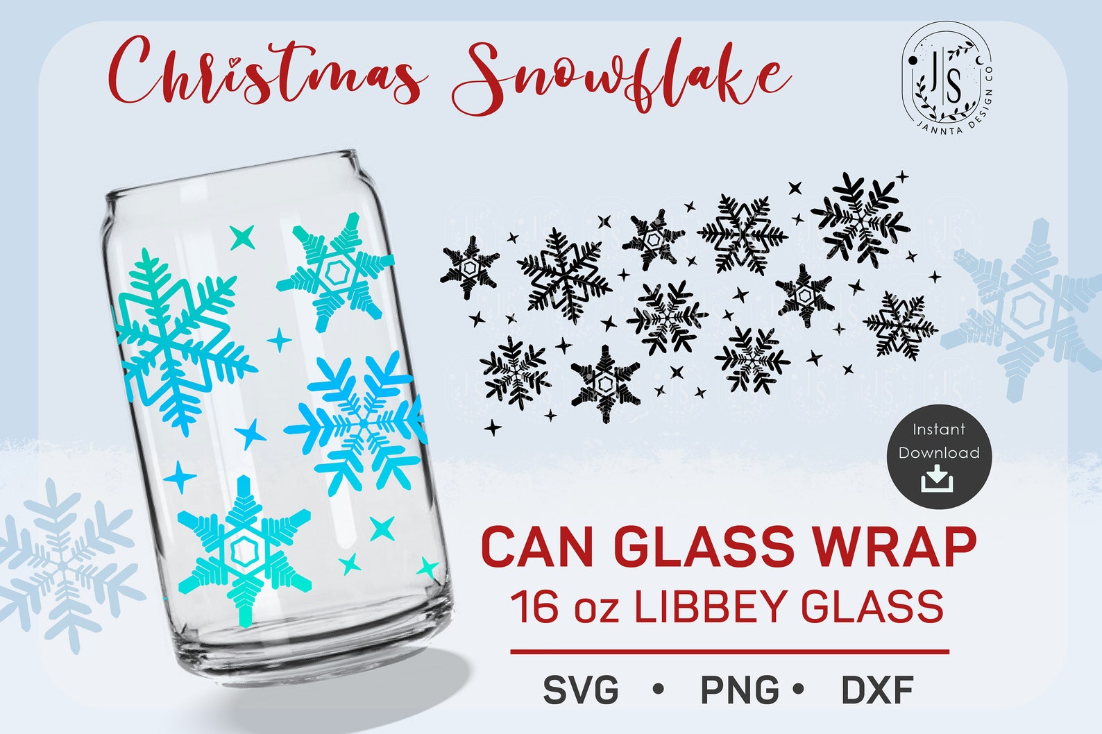 Snowflakes SVG 16oz Can Glass Christmas Svg Snowflake Beer - Etsy