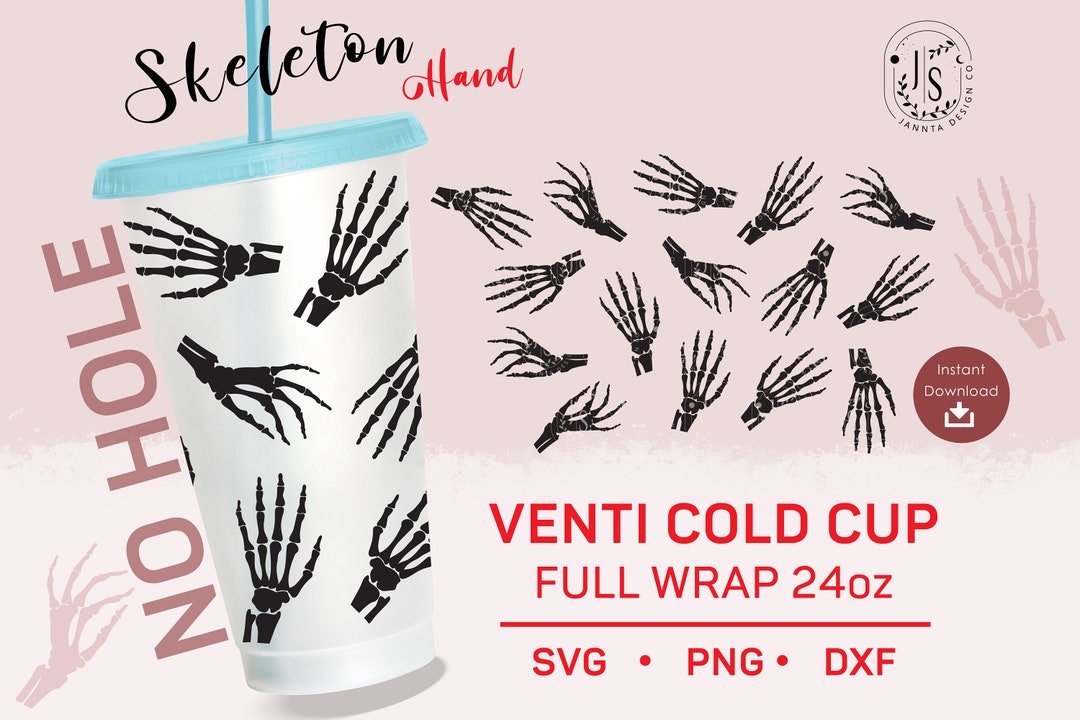 Skeleton Hand SVG No Hole 24oz Venti Cold Cup Svg Halloween - Etsy