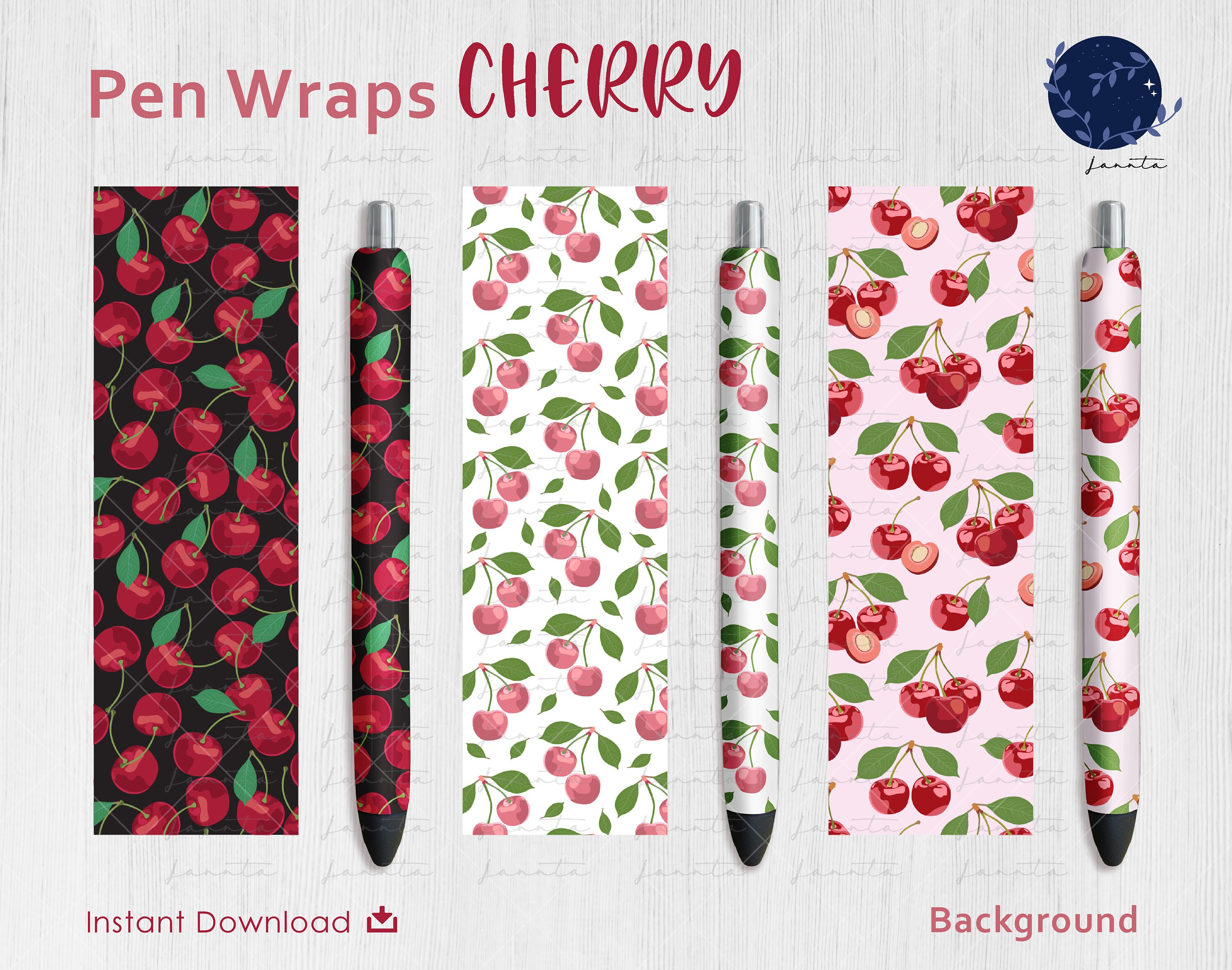 Cherry Pen Wraps PNG Fruit Pen Wrap Berry Fruits File Set - Etsy