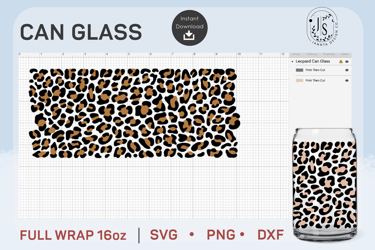 16oz Leopard Print Svg Leopard Svg Can Glass Wrap Svg Iced - Etsy