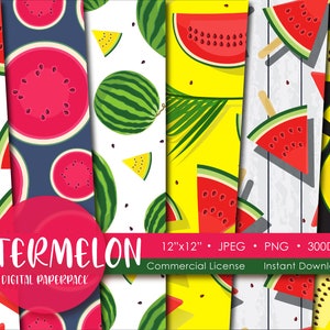 Melon Digital Paper Watermelon Fruit Tropical Fruits Set Wrapping Food ...