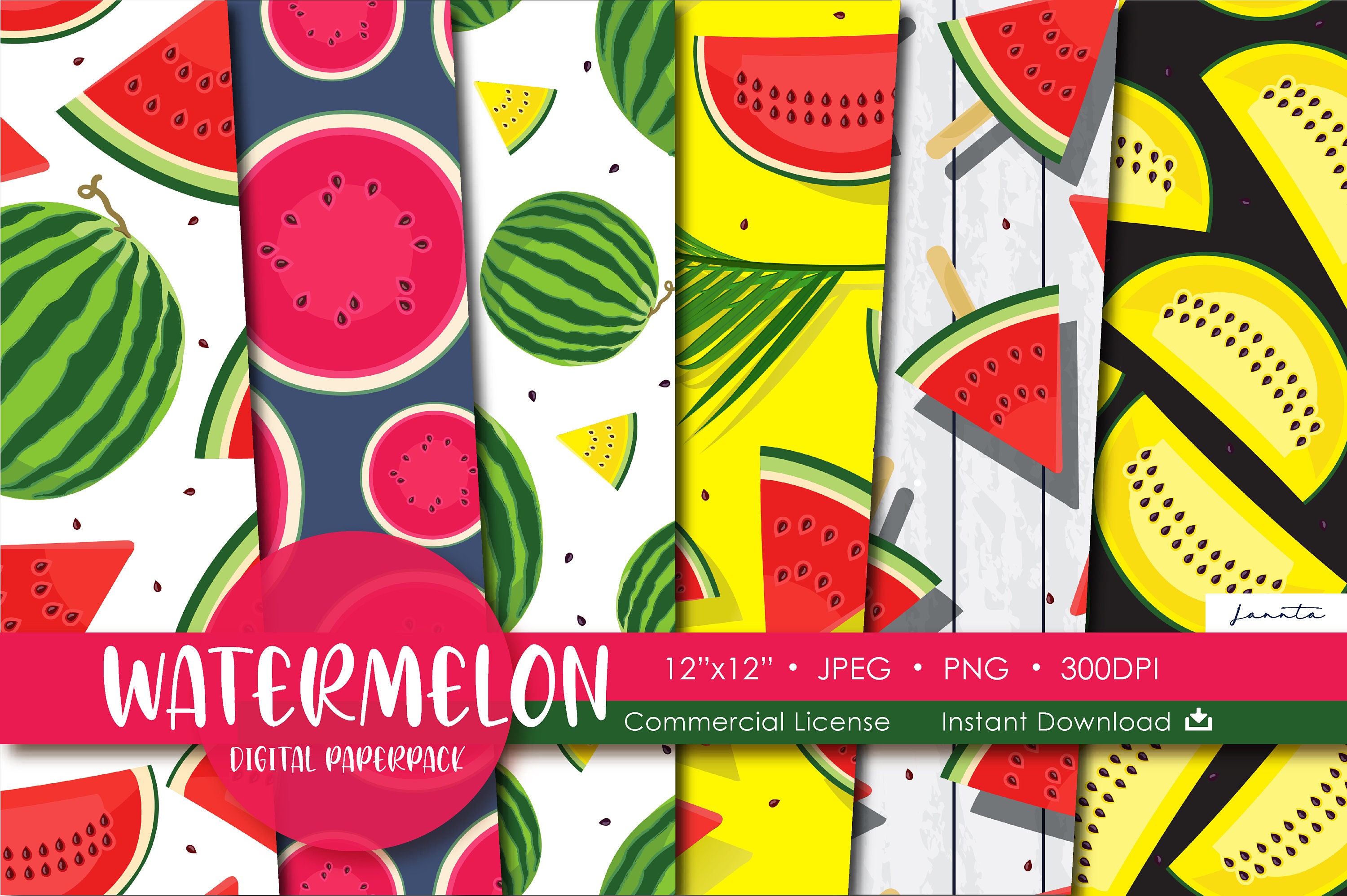 Melon Digital Paper Watermelon Fruit Tropical Fruits Set | Etsy