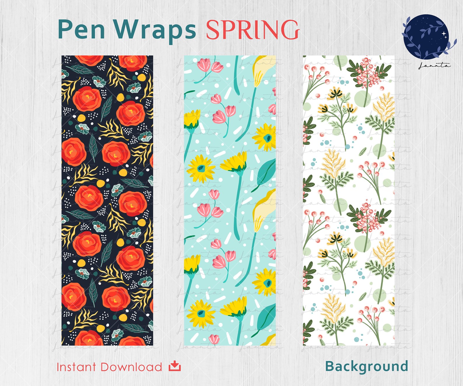 Floral Pen Wrap PNG Rose Pen Cut File Pen Wraps Waterslide - Etsy