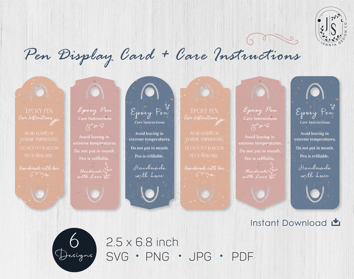 Pen Display Card SVG Holder Glitter Pen Care Template - Etsy