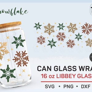 Snowflakes SVG, 16oz Can Glass, Christmas Svg, Snowflake Beer Can ...