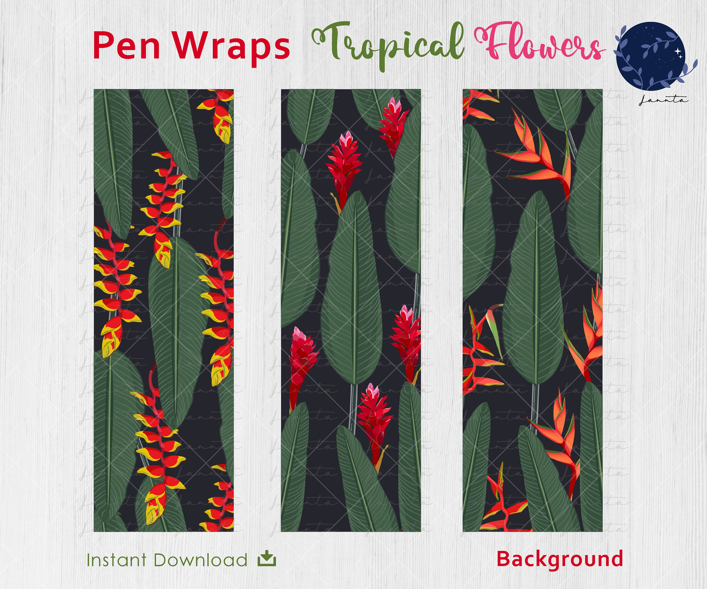 Tropical Flower Pen Wrap PNG Leaf Pen Wraps Png Floral - Etsy