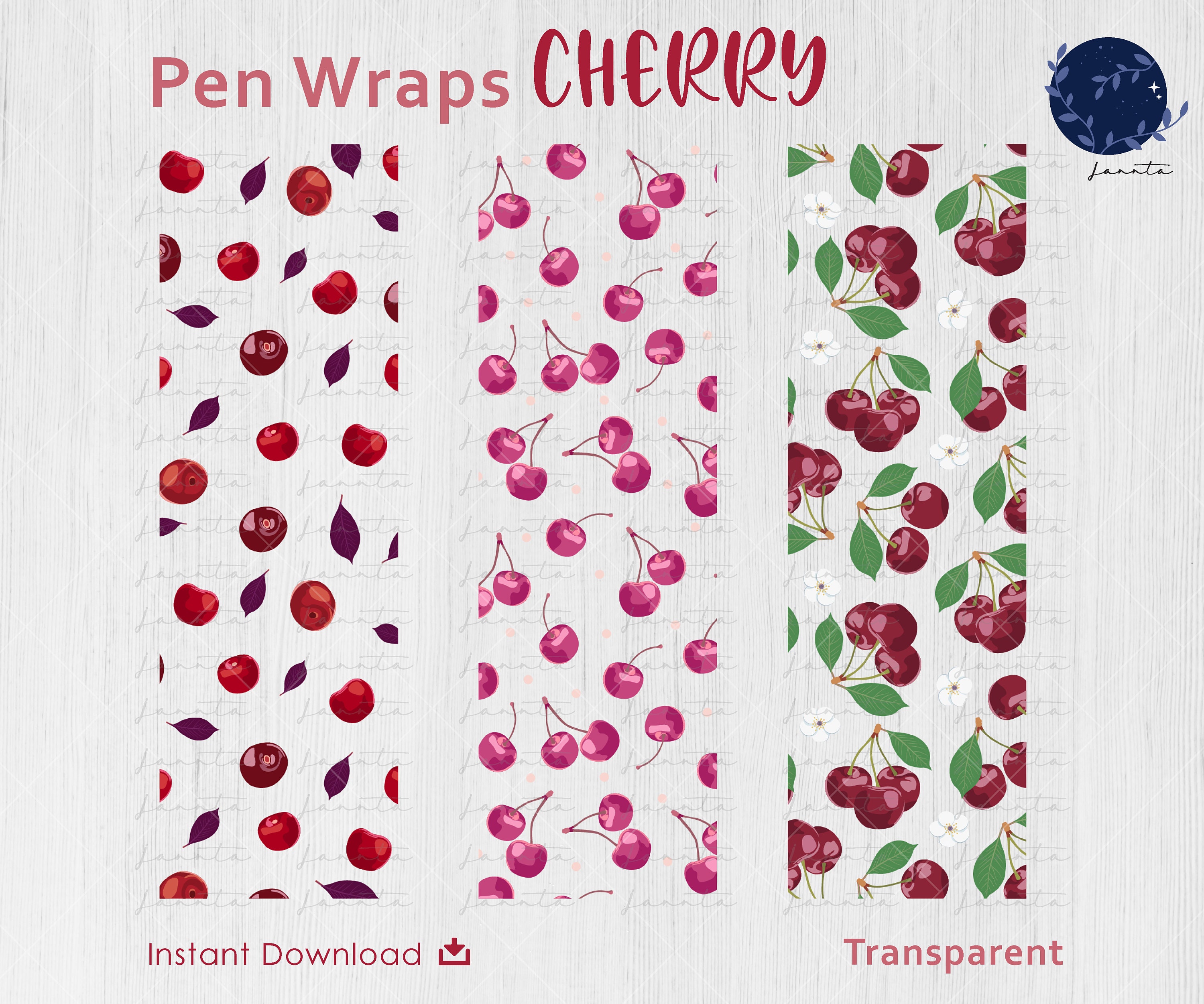 Cherry Pen Wrap PNG Fruit Pen Wraps Berry Fruits File Set - Etsy