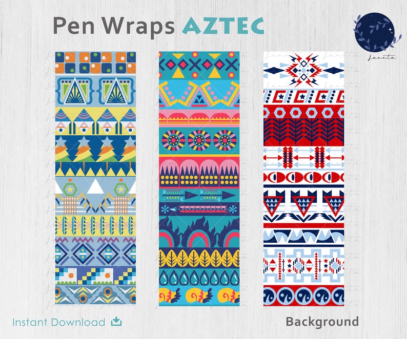 Tribal Pen Wrap PNG Aztec Pen Wraps File Set Waterslide or - Etsy