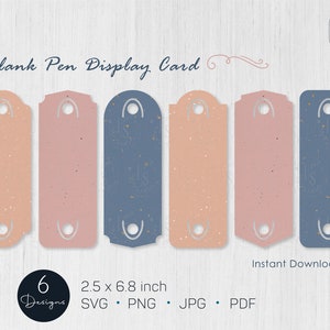 Pen Display Card SVG Holder Glitter Pen Care Template Epoxy Pen Card ...