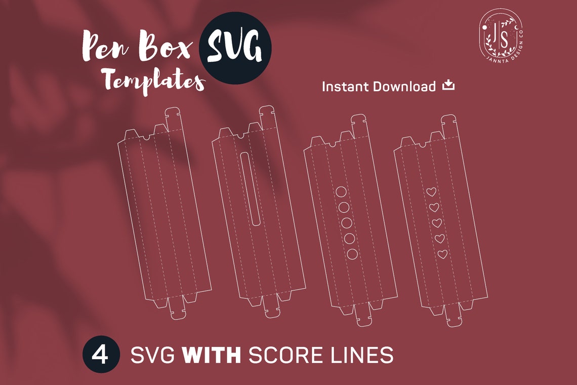 Pen Box SVG Template | Window Box Cut File | Glitter Pen Box SVG ...