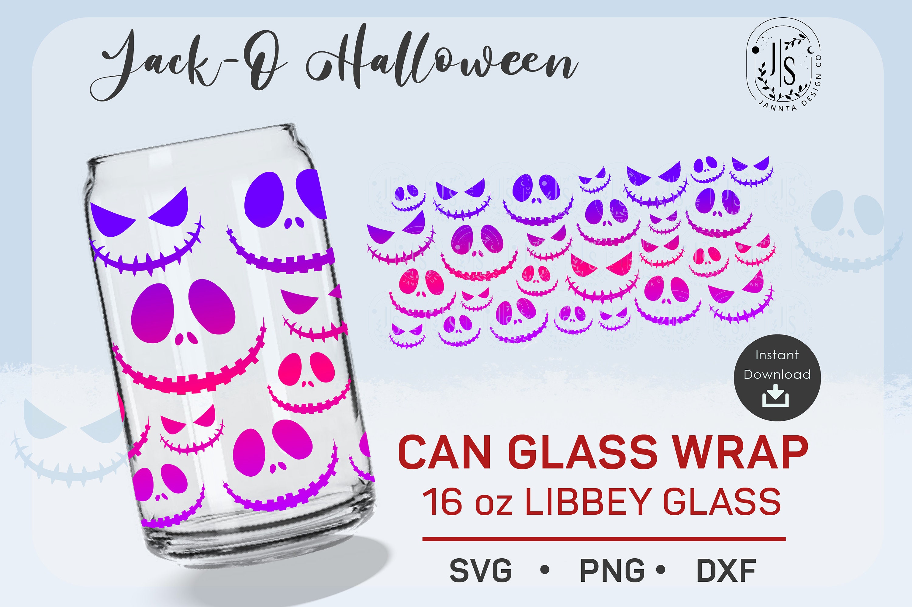Horror Pumpkin Can Glass Wrap SVG Libbey Full Wrap 16oz Svg - Etsy