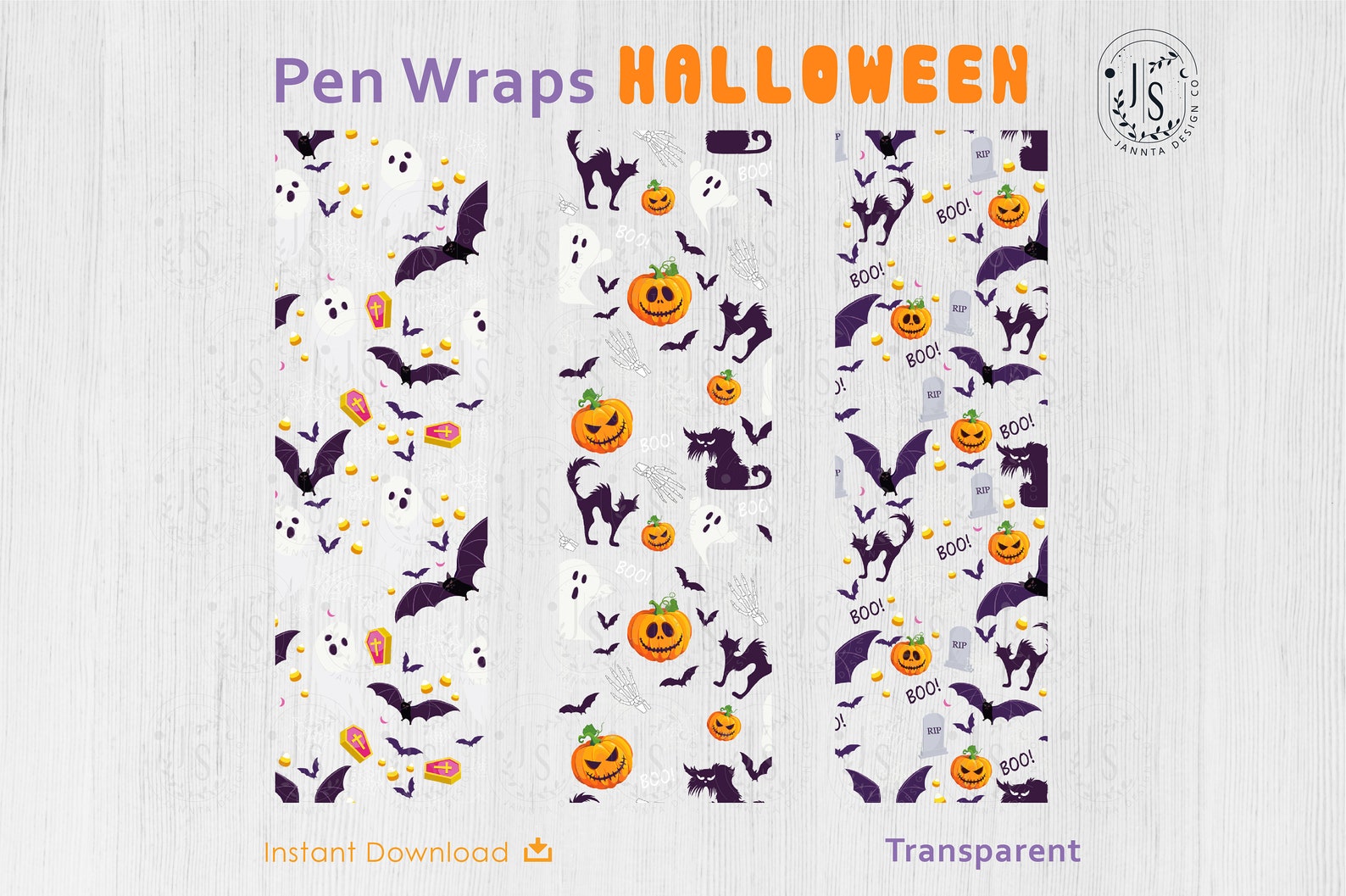 Ghost and Spooky Cat Pen Wrap PNG Halloween Wraps Png Autumn Wrap File ...
