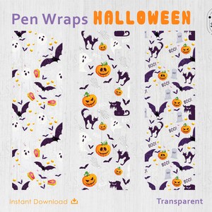 Ghost and Spooky Cat Pen Wrap PNG Halloween Wraps Png Autumn Wrap File ...