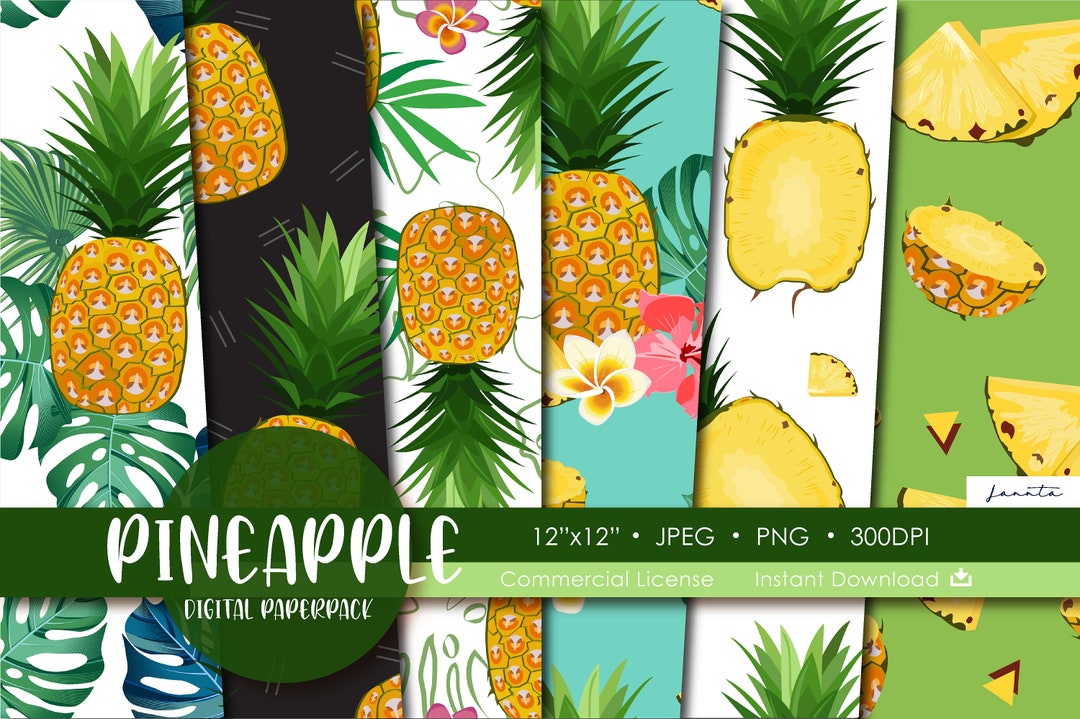 Pineapple Digital Papers Digital | Paper Pack | Fruit Set Wrapping ...