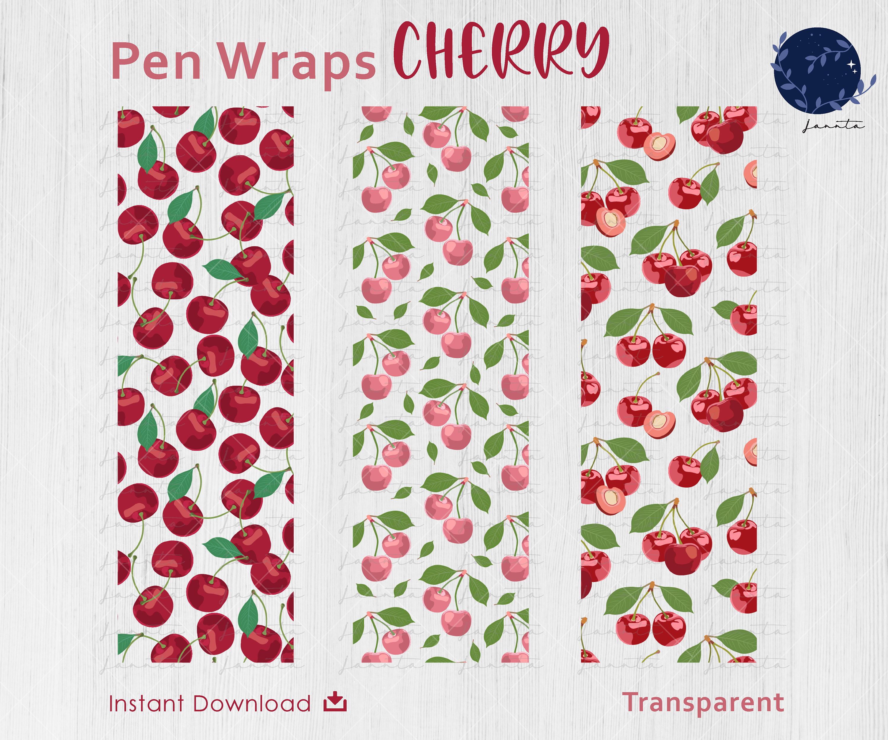 Cherry Pen Wraps PNG | Fruit Pen Wrap | Berry Fruits File Set ...