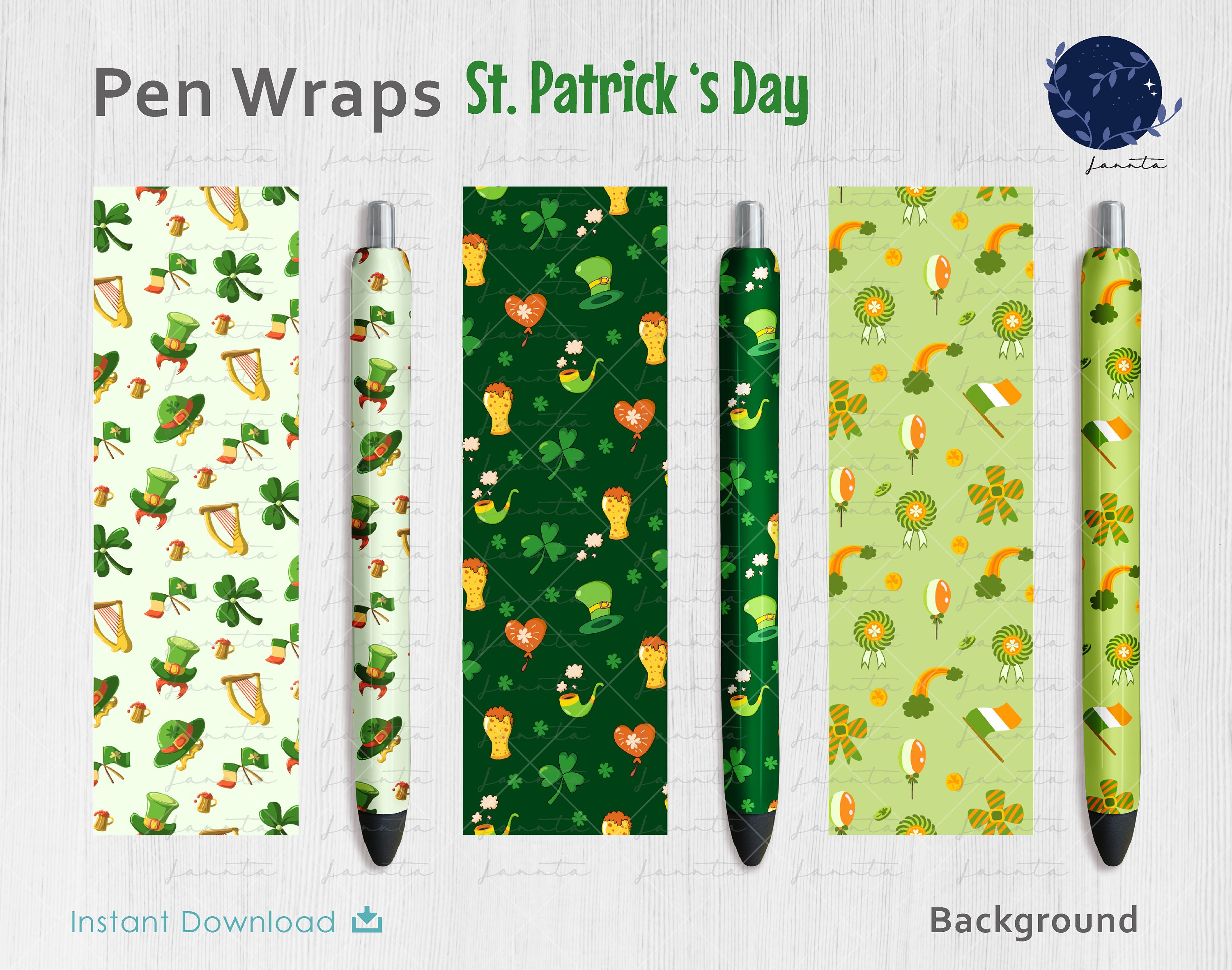 Pen Wraps PNG St Patrick Irish Pen Wrap File Set | Etsy