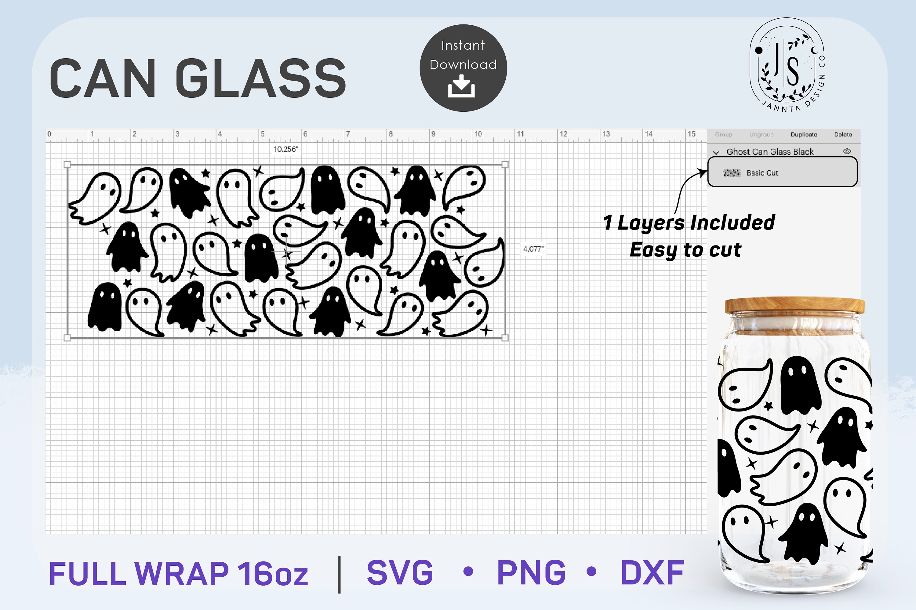 Halloween Ghost Can Glass Wrap SVG Libbey Full Wrap 16oz Svg - Etsy