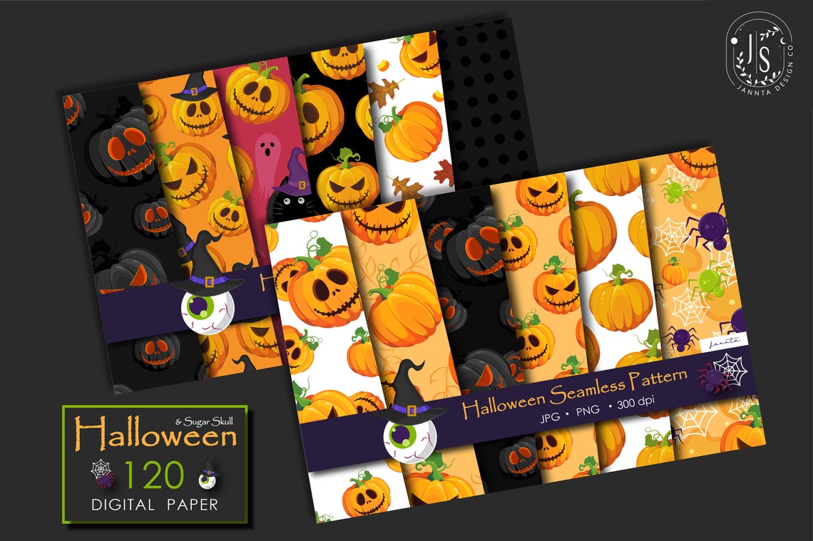 Halloween Digital Paper Bundle | Sugar Skull Seamless Patterns (instant ...
