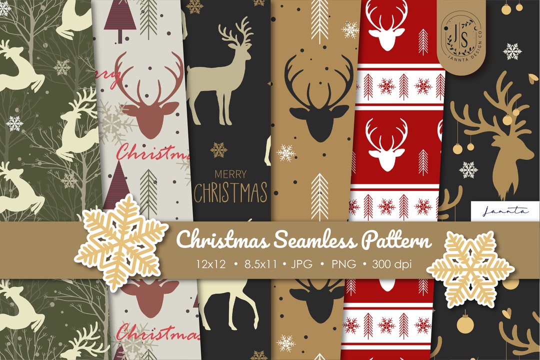 Christmas Reindeer Pattern, Xmas Seamless Wrapping Paper, Winter ...