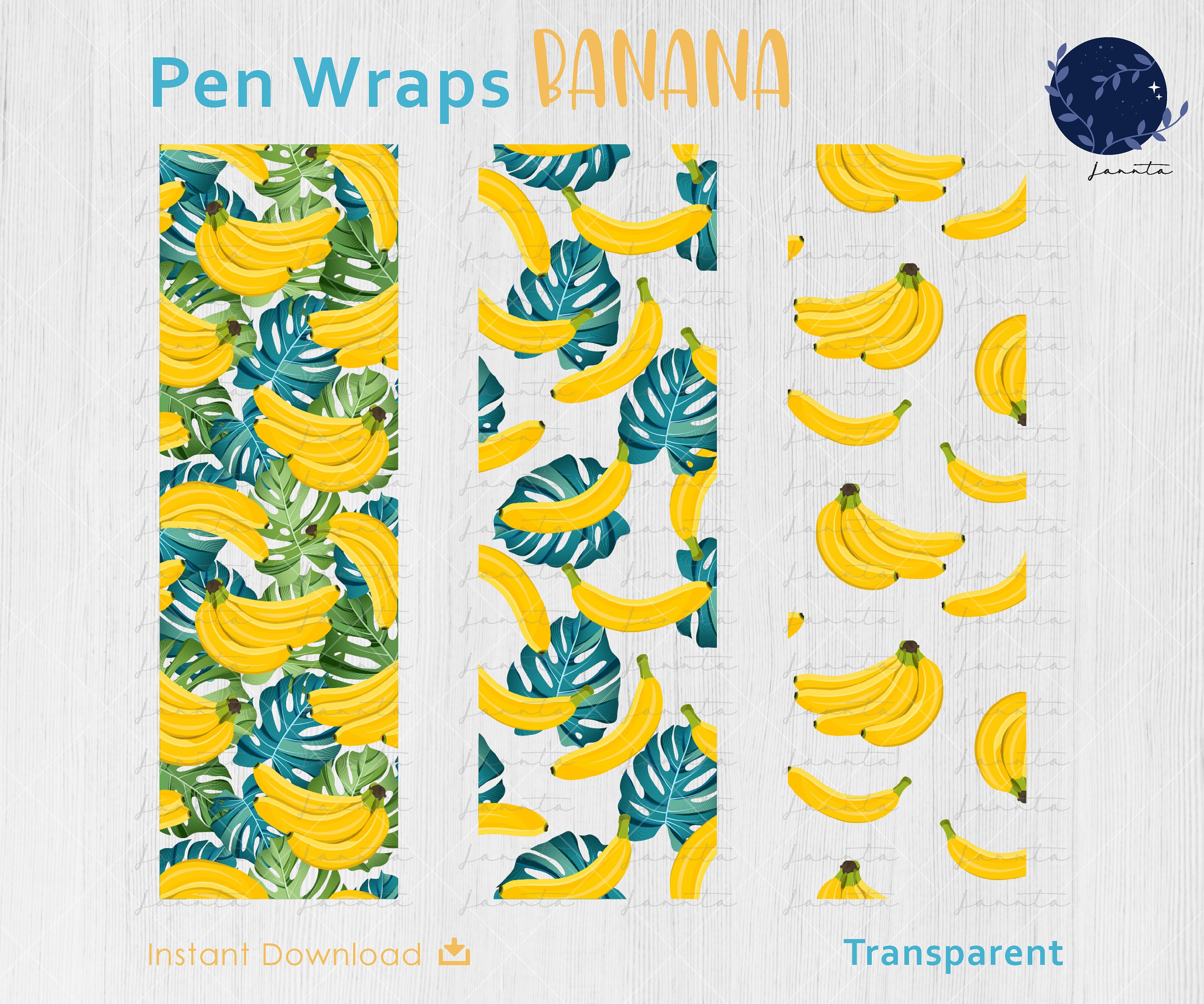 Banana Pen Wraps PNG Pen Wrap Tropical Fruits File Set | Etsy