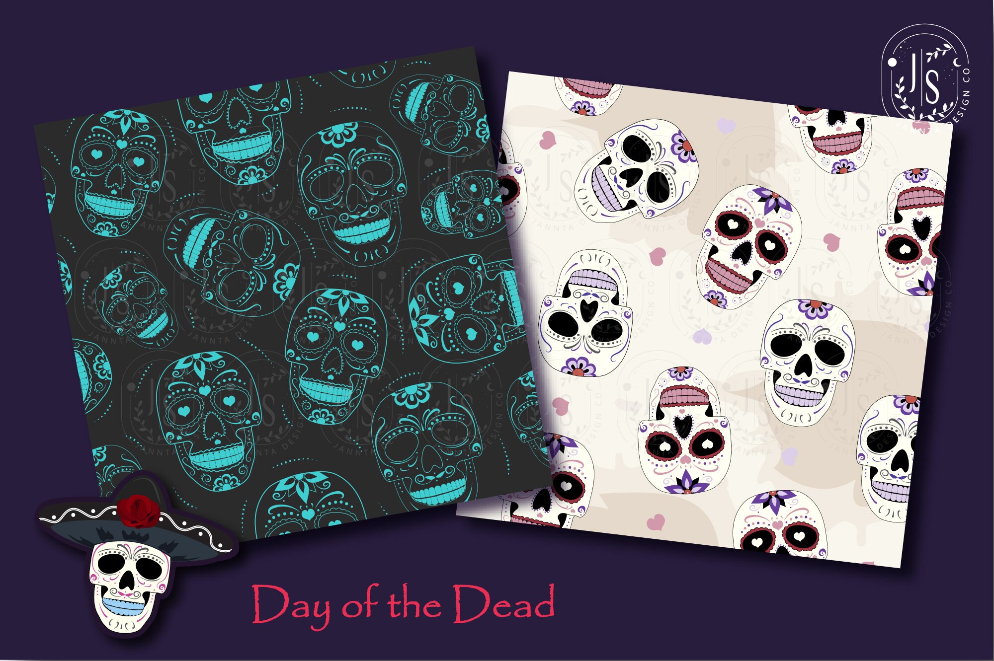 Sugar Skull Digital Paper Pack | Day of the Dead, Seamless (digital ...