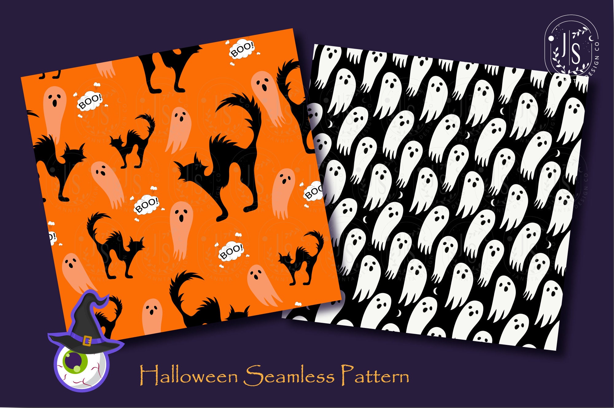 Halloween Digital Paper Spooky Cat Digital Papers Pack | Etsy