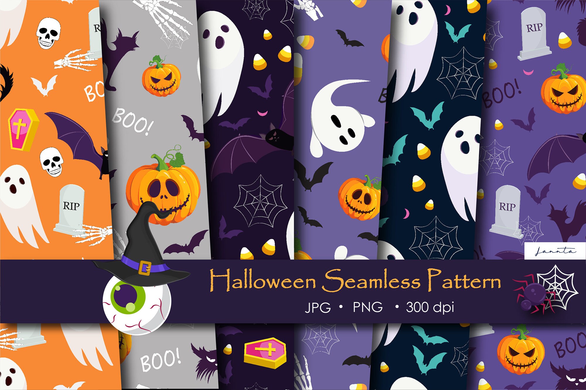 Halloween Digital Paper Spooky Cat Digital Papers Pack | Etsy