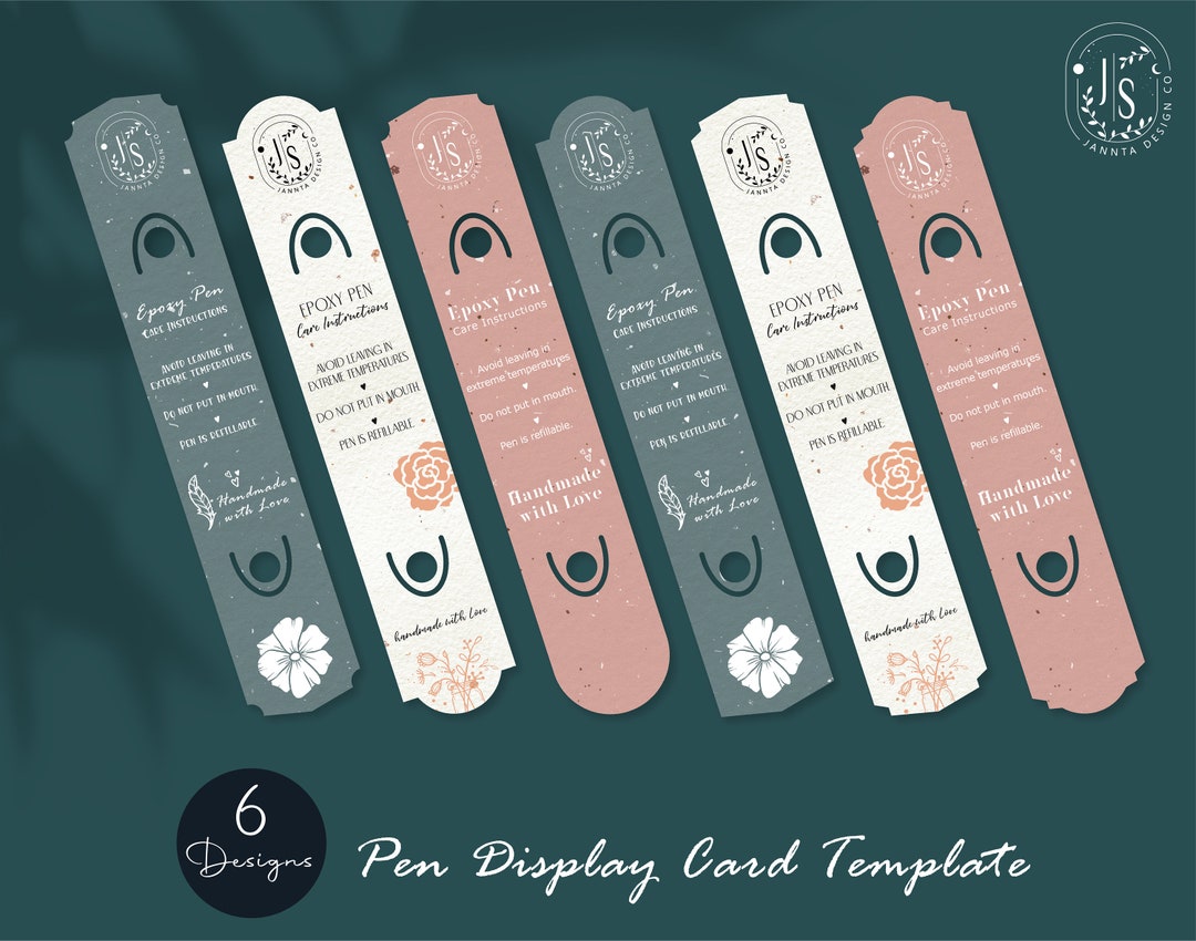 Epoxy Pen Display Card SVG | Glitter Pen Care Template | Pen Card ...