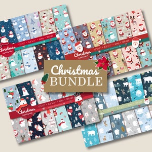 Bundle Christmas Digital Paper Winter Pattern Background | Etsy