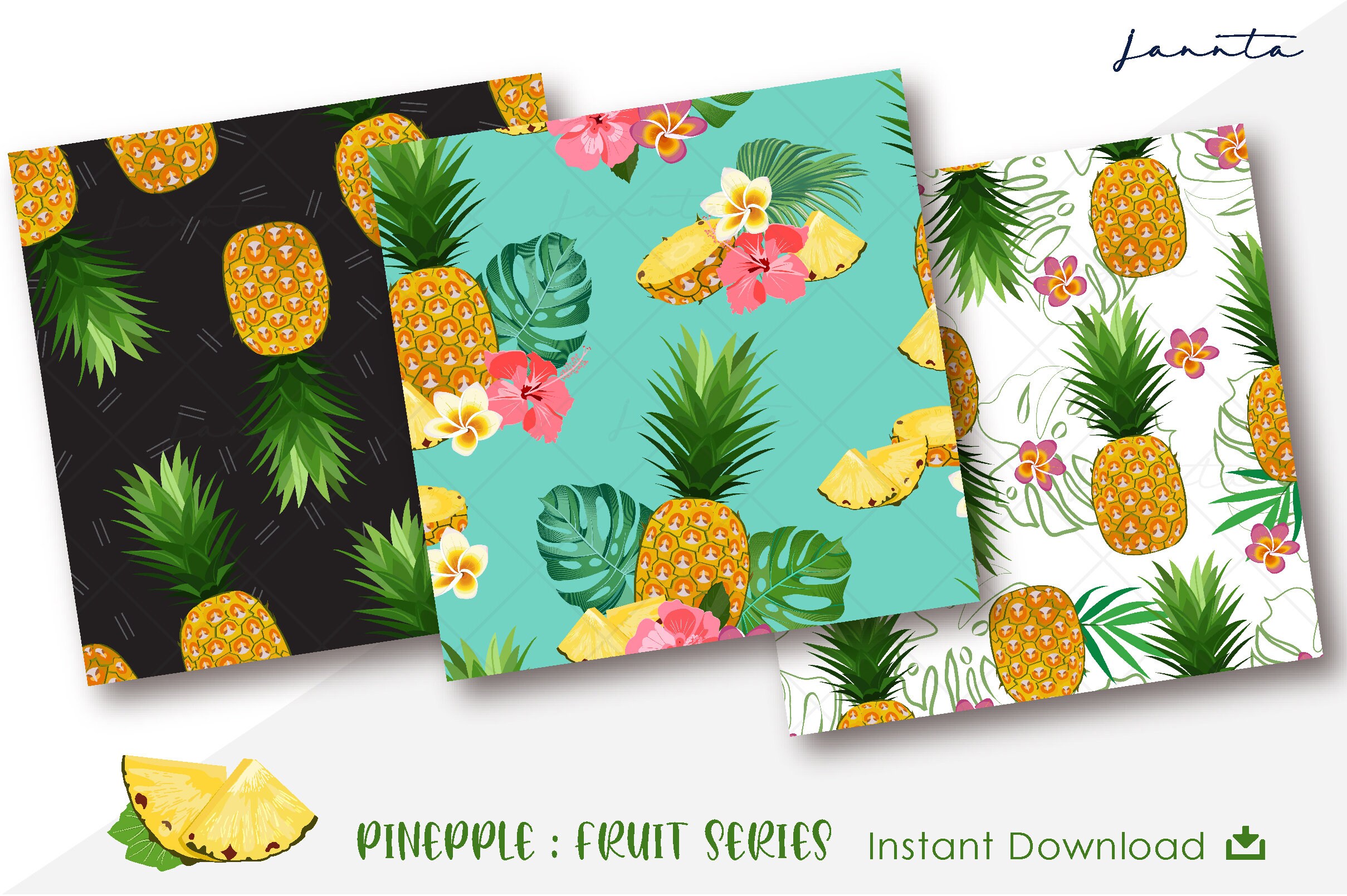 Pineapple Digital Papers Digital Paper Pack Fruit Set - Etsy