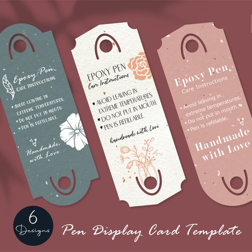 Epoxy Pen Display Card SVG Glitter Pen Care Template Pen - Etsy