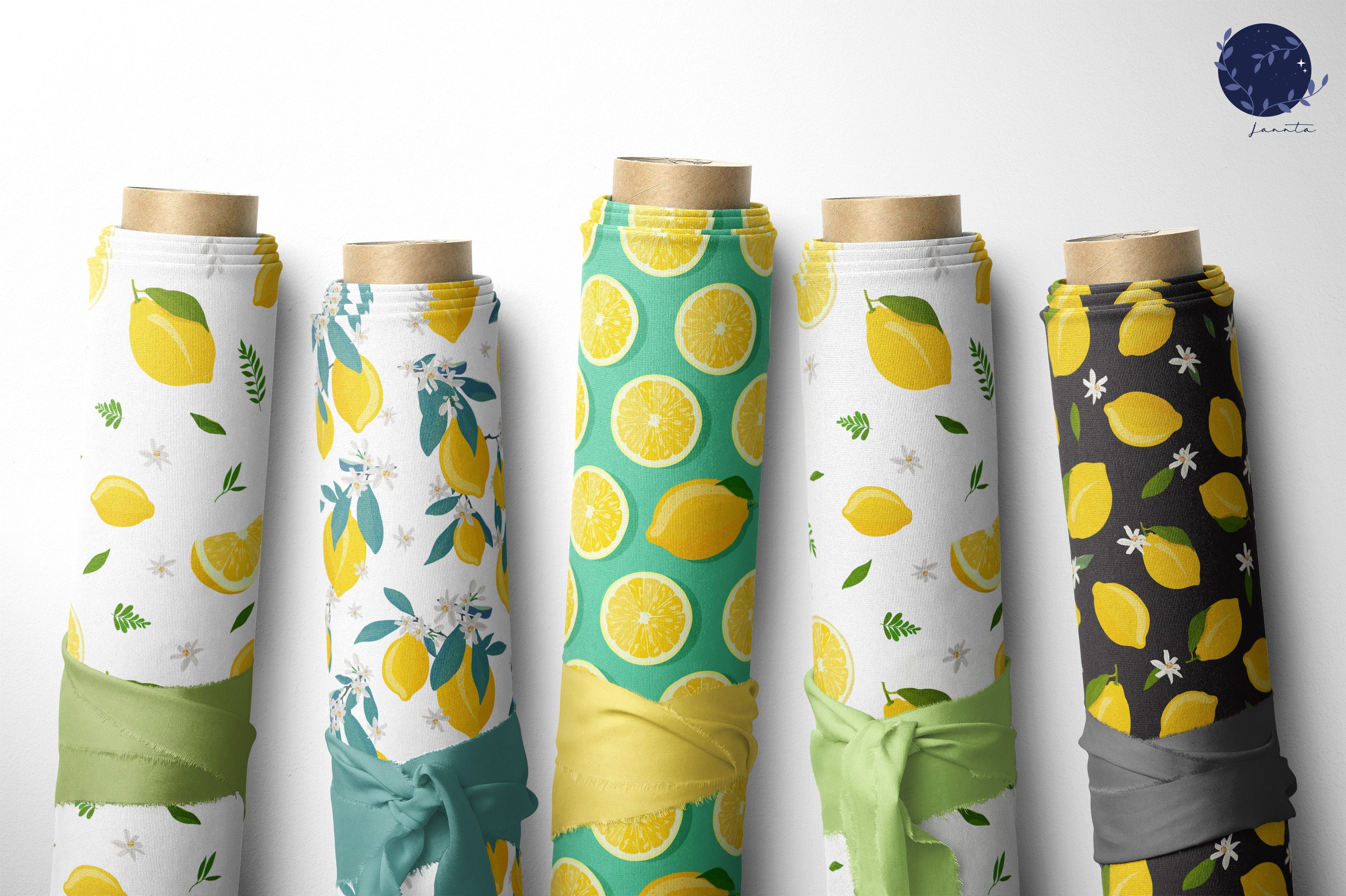 Lemon Digital Papers Pack Fruit Set Wrapping Citrus | Etsy