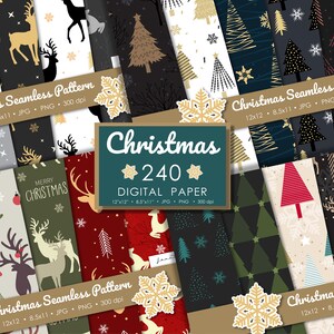 Bundle Christmas Digital Paper Winter Pattern Background Printable ...