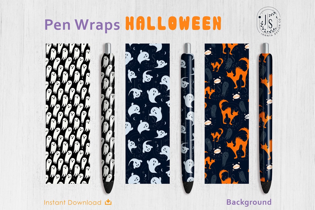 Halloween Pen Wrap PNG Ghost and Spooky Cat Wraps Png Ghost Wrap File ...