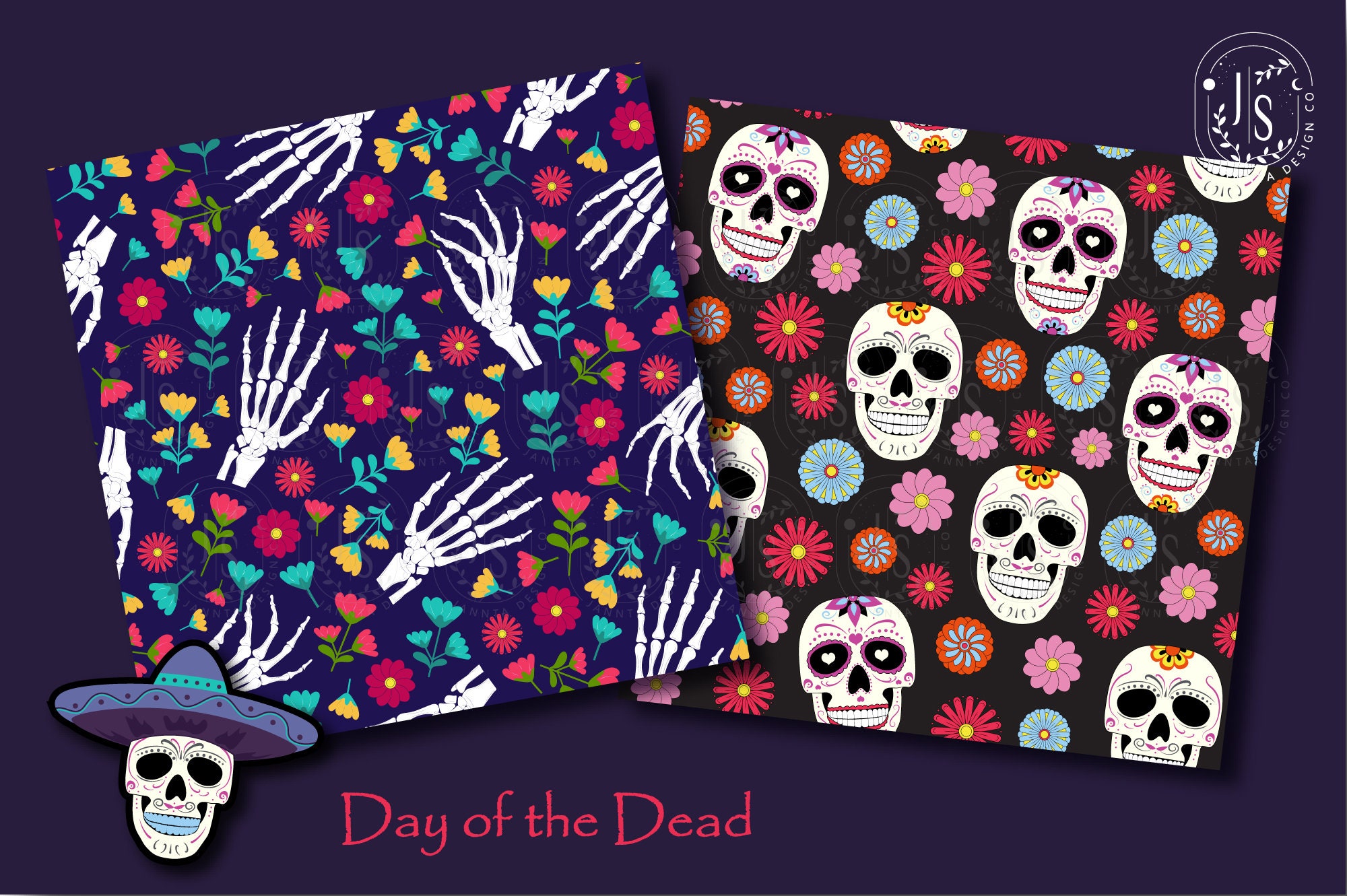 Day of the Dead Digital Paper | Sugar Skull | Halloween Horror Pack ...