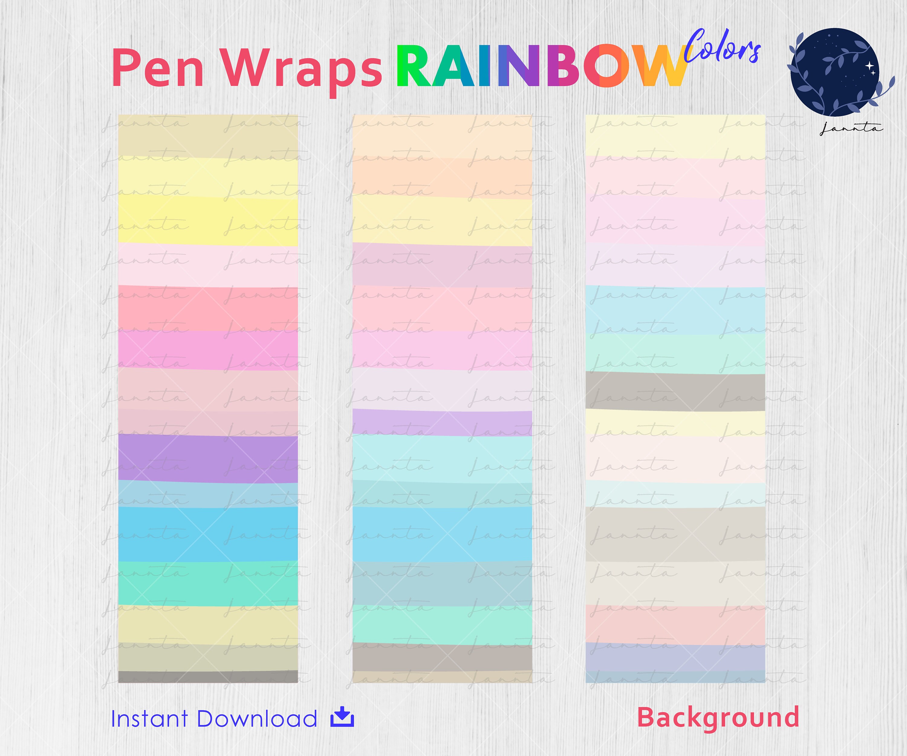 Pastel Rainbow Color Pen Wrap PNG Color Striped Colorful - Etsy