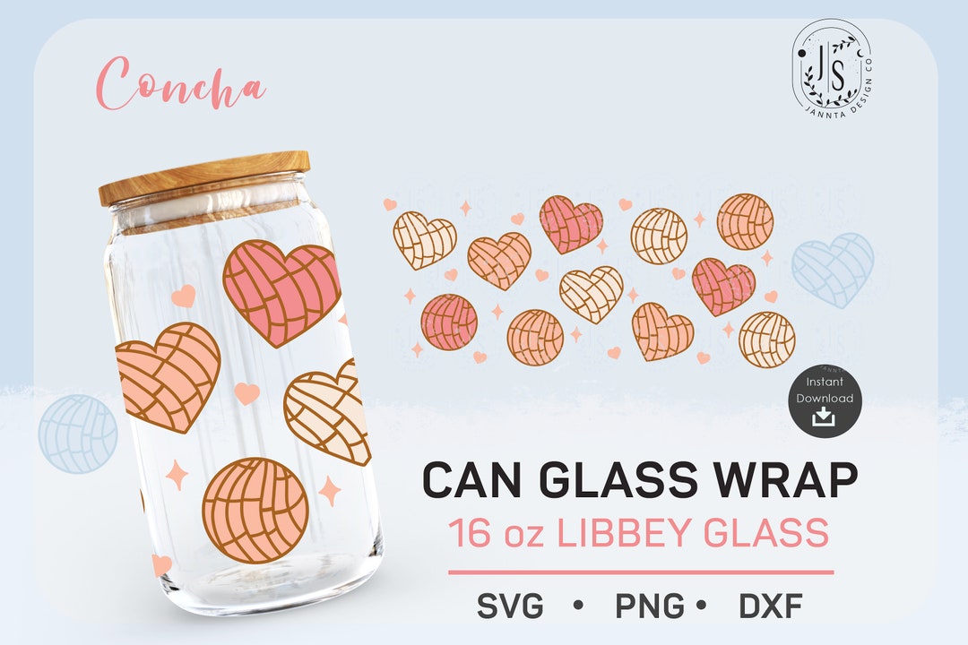 16oz Libbey, Concha Svg, Mexican Conchas Svg, Can Glass Wrap Svg, Iced ...