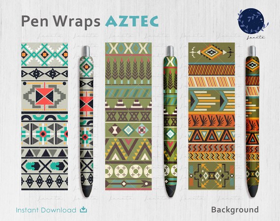 Pen Wrap PNG Aztec Wraps File Set Waterslide or Vinyl PNG - Etsy
