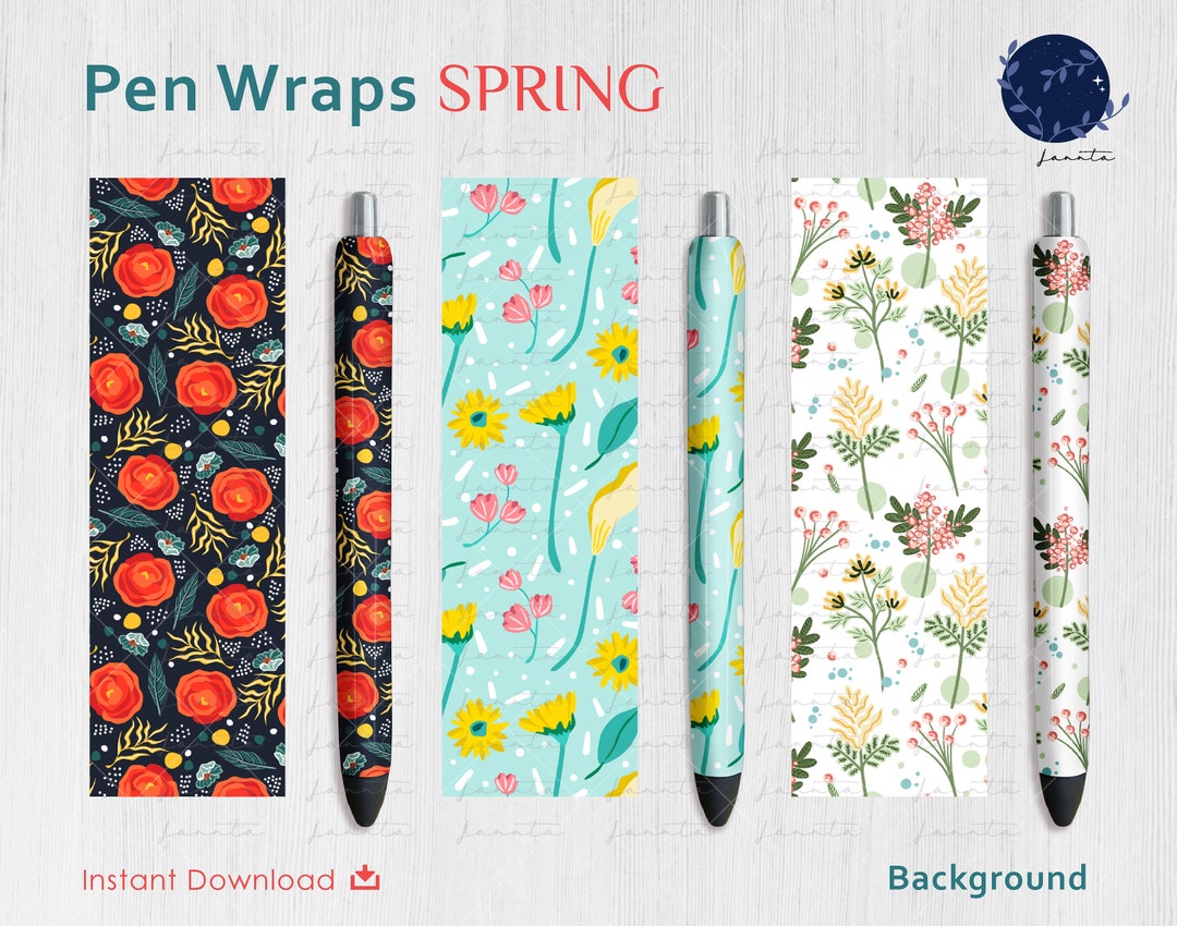 Floral Pen Wrap PNG | Rose Pen Cut File | Pen Wraps Waterslide | Flower ...