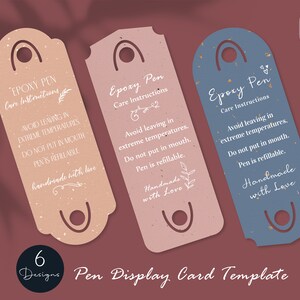 Pen Display Card SVG Holder Glitter Pen Care Template Epoxy Pen Card ...