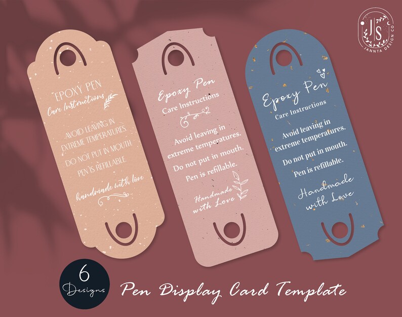 Pen Display Card SVG Holder Glitter Pen Care Template - Etsy