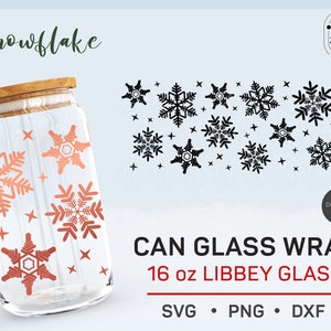 Snowflakes SVG, 16oz Can Glass, Christmas Svg, Snowflake Beer Can ...