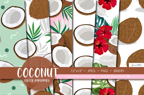 Coconut Wrap Paper Food Digital Paper Pack Scrapbook | Etsy